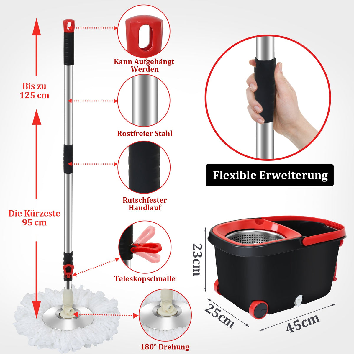 BMOT Wischmop Set Bodenwischer mit Eimer – BMOT Tool