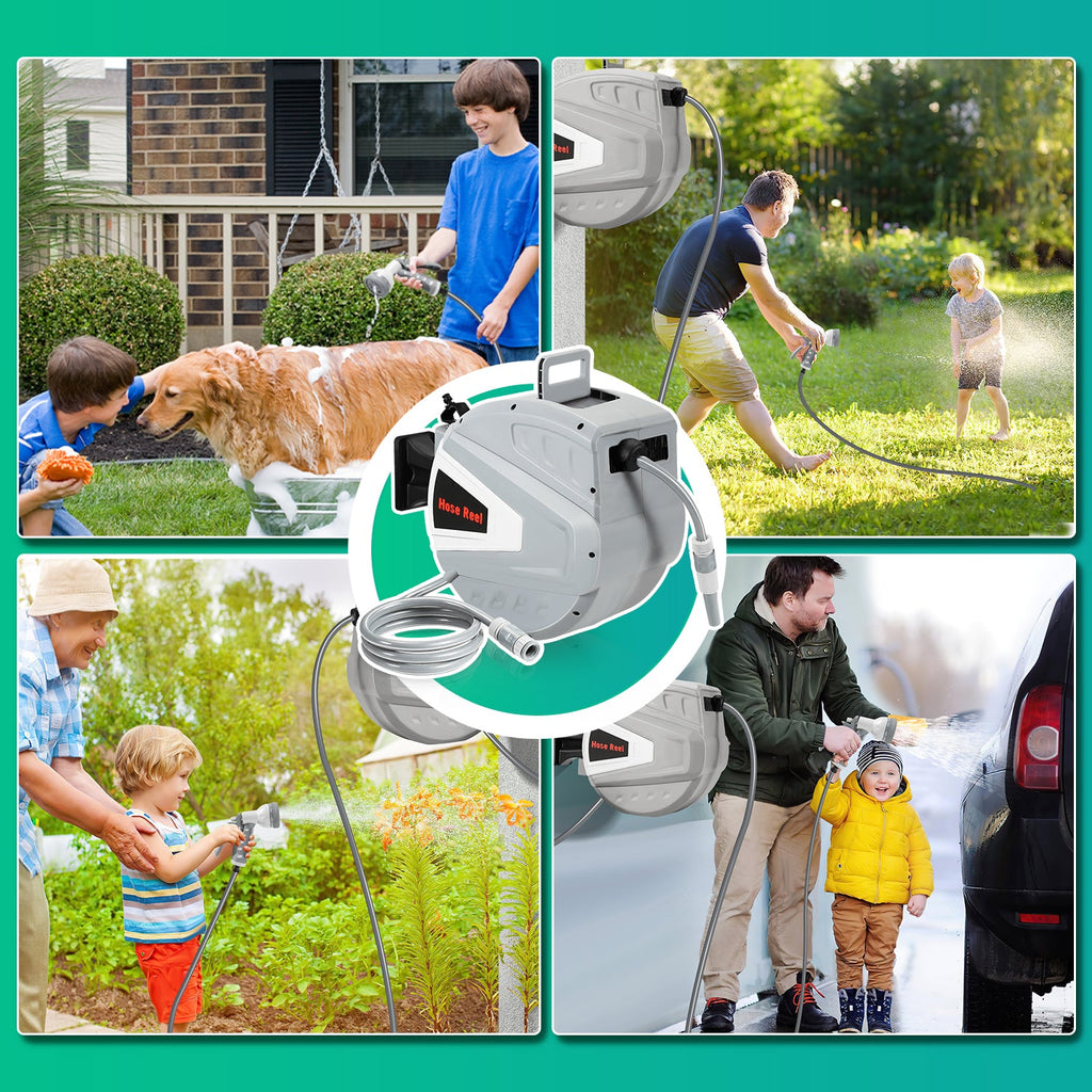 BMOT Schlauchtrommel Wasser Schlauchaufroller mit Handbrause Gartensch ...