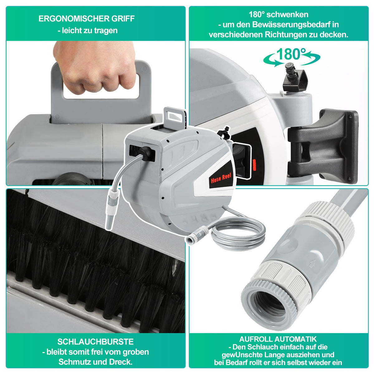 BMOT Schlauchtrommel Wasser Schlauchaufroller mit Handbrause Gartensch ...